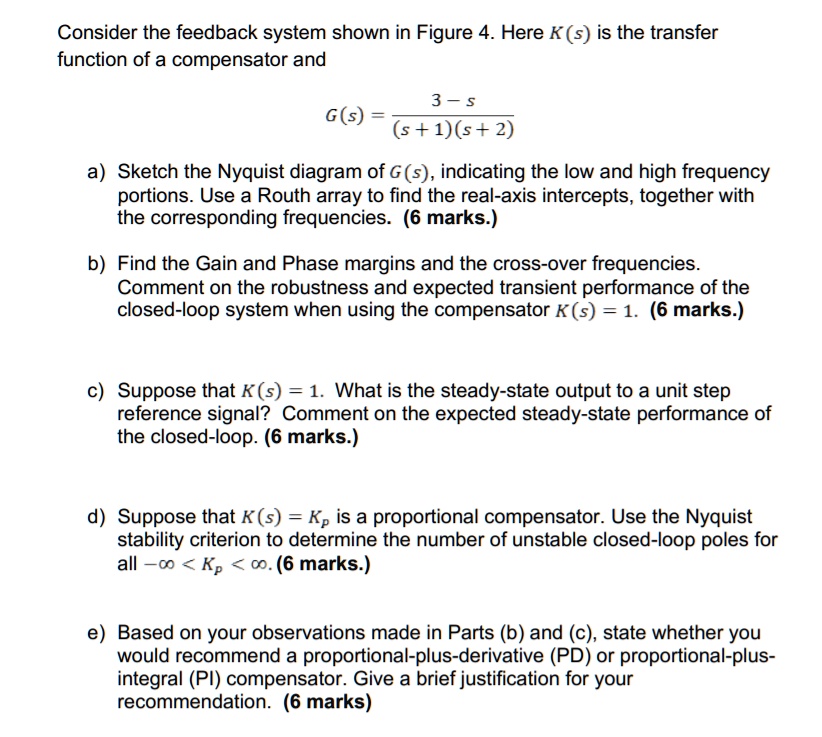 SOLVED: Consider the feedback system shown in Figure 4. Here K(s) is the transfer function of a ...
