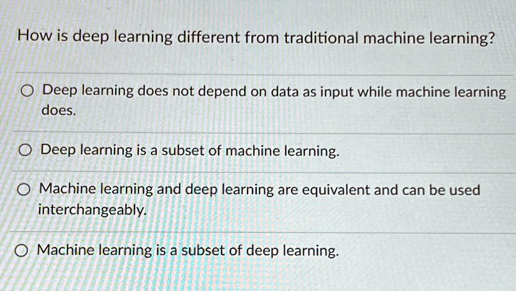 How is deep learning different from traditional machine learning? Deep learning does not depend ...