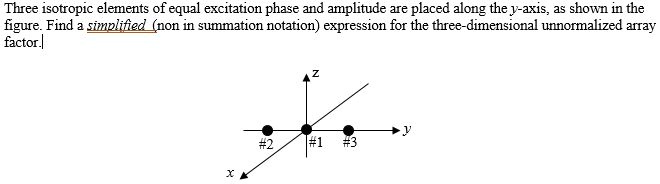 SOLVED: Three isotropic elements of equal excitation phase and amplitude are placed along the y ...