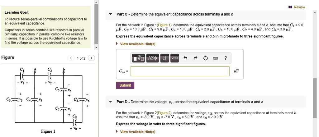 review learning goal part c determine the equivalent capacitance across ...