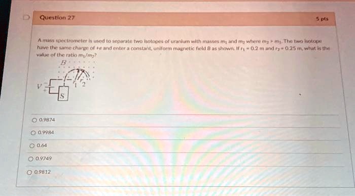 SOLVED: A mass spectrometer is used to separate two isotopes of uranium ...