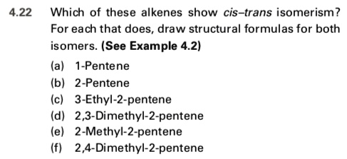 SOLVED: Which of these alkenes show cis-trans isomerism? For each that does, draw structural ...