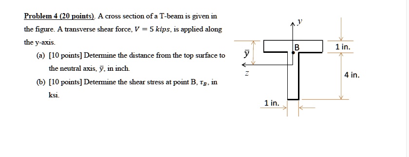 SOLVED: Problem 4 (20 points). A cross section of a T-beam is given in ...