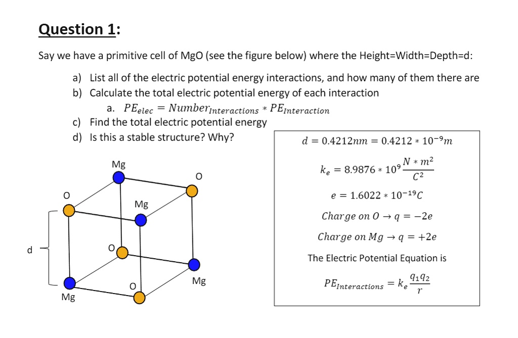 SOLVED: Say we have a primitive cell of MgO (see the figure below ...