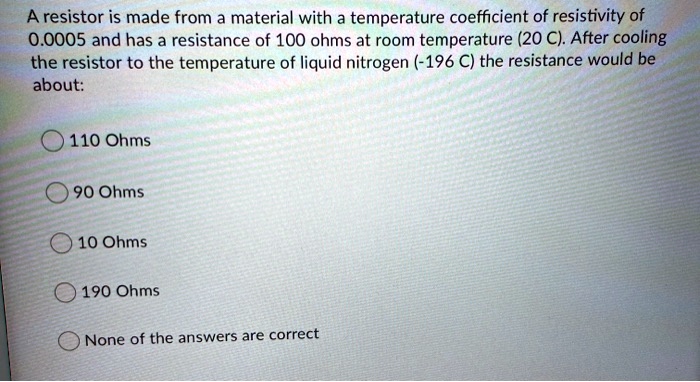 SOLVED: A resistor is made from material with temperature coefficient ...