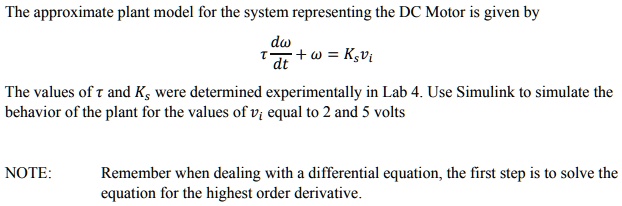 SOLVED: How would I model this using Simulink? Assume any value for tao and Ks The approximate ...