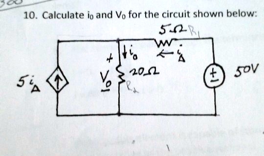 VIDEO solution: 10. Calculate io and Vo for the circuit shown below: 50B W. 2052 50V