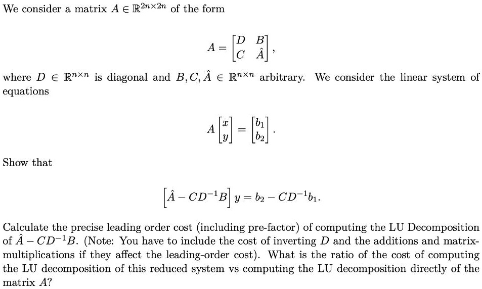 we consider matrix a e renxzn of the form a 2 a where d rnxn is ...