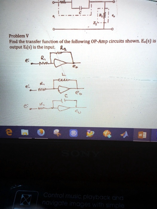 SOLVED: Problem V: Find the transfer function of the following OP-Amp circuits shown. Eo(s) is ...