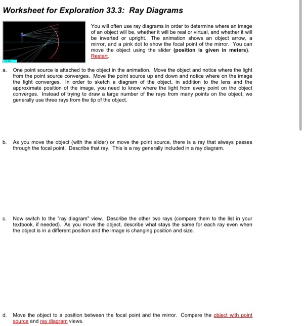 Solved Worksheet For Exploration 333 Ray Diagrams You Will Ollen Use Ray Diagrams Order