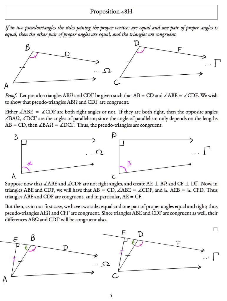 SOLVED:Proposition 48H If in two pseudotriangles the sides joining tbe ...