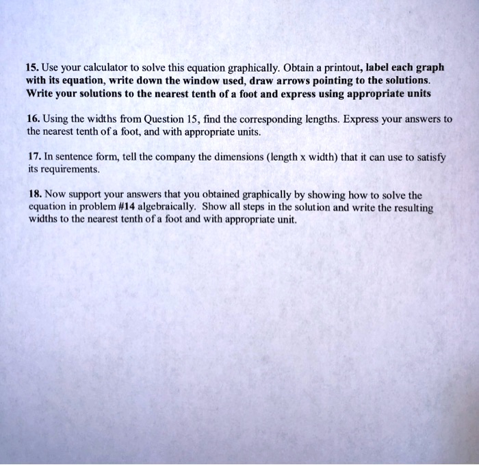 15 use your calculator to solve this equation graphically obtain printout label each graph with ...