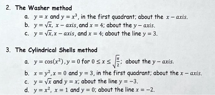 SOLVED: The Washer method y =x and y = x3, in the first quadrant; about ...