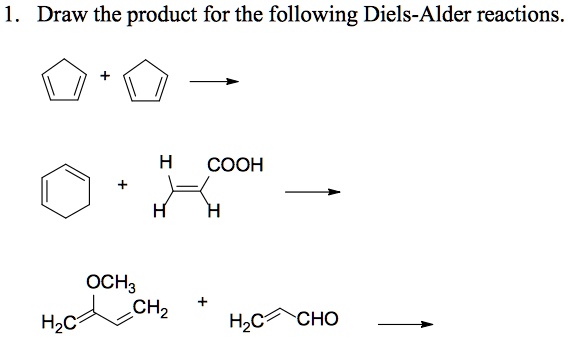 SOLVED: ' Draw the product for the following Diels-Alder reactions.