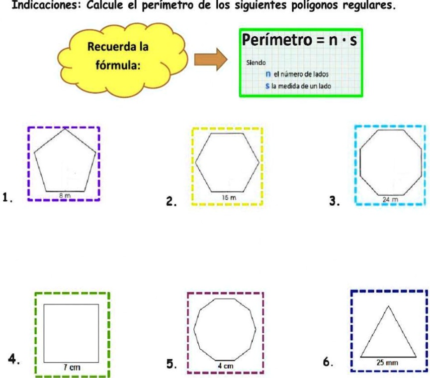 SOLVED: Calcular el perimetro de los siguientes poligonos regulares ...