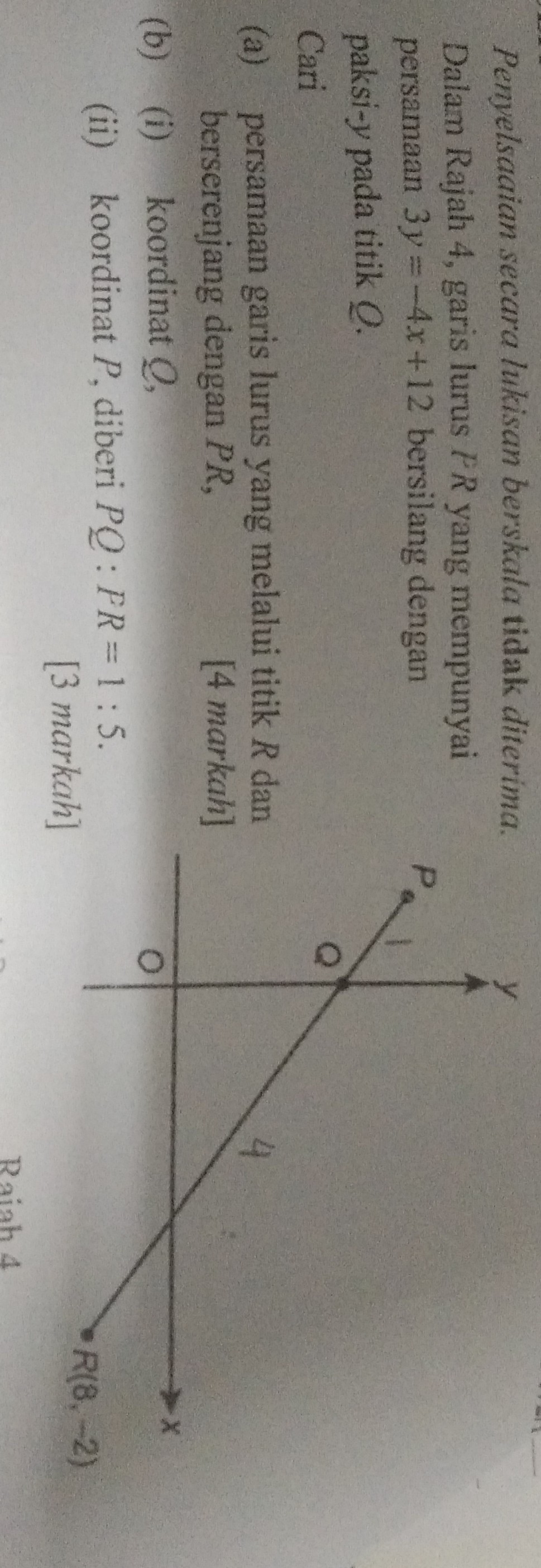 penyelsaaian secara lukisan berskala tidak diterima dalam rajah 4 garis ...