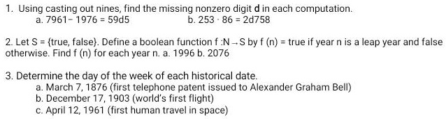 SOLVED: Using casting out nines, find the missing nonzero digit d in each computation. 7961 ...