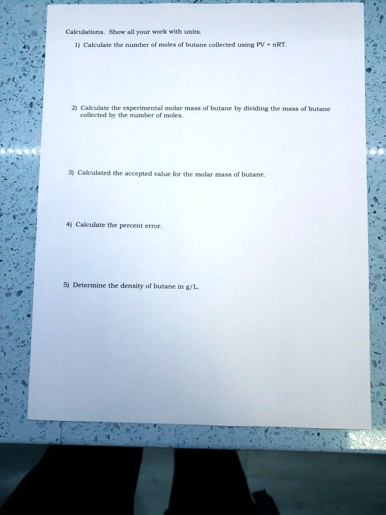 calculations show all your work with units calculate the numbcr of ...