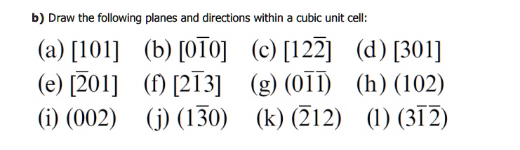 b draw the following planes and directions within cubic unit cell a 101 ...