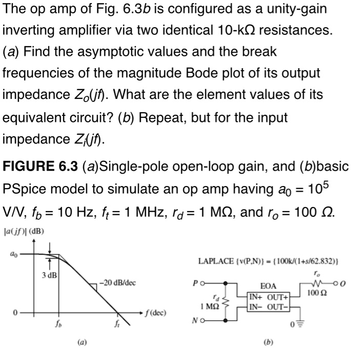 Solved The Op Amp Of Fig 63b Is Configured As A Unity Gain Inverting Amplifier Via Two 2548