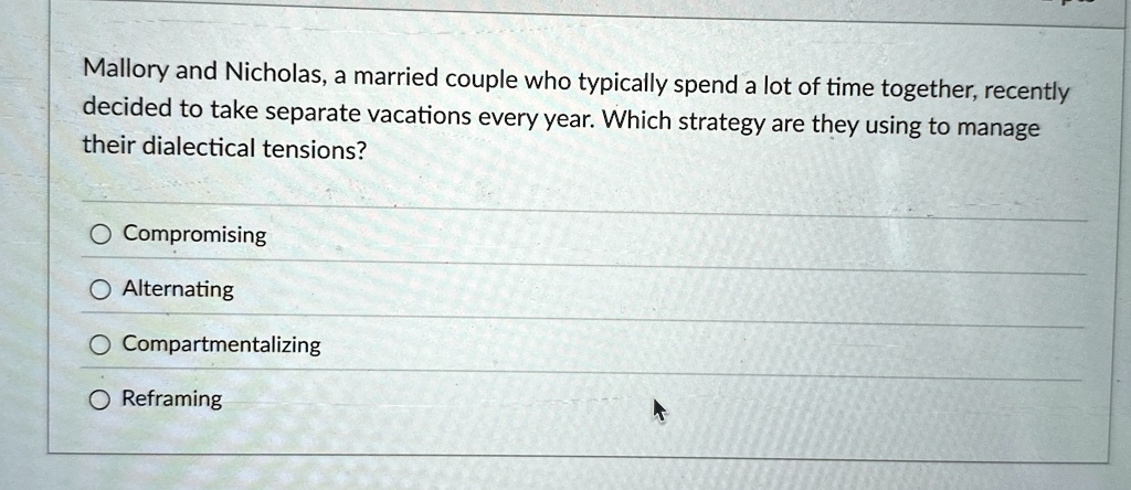 Mallory and Nicholas, a married couple who typically spend a lot of ...
