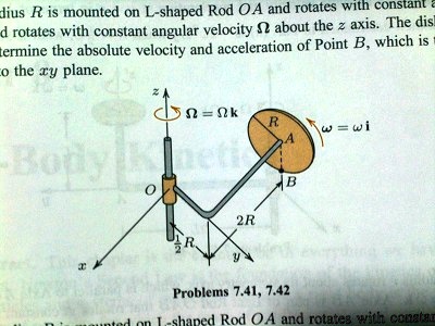 SOLVED: A disk of radius R is mounted on an L-shaped rod OA and rotates ...