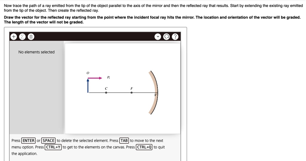SOLVED: Now trace the path of the ray emitted from the tip of the ...