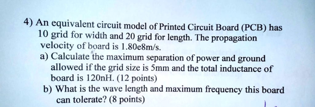 SOLVED: An equivalent circuit model of a Printed Circuit Board (PCB ...