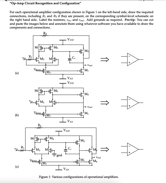 SOLVED: Op-Amp Circuit Recognition and Configuration For each operational amplifier ...