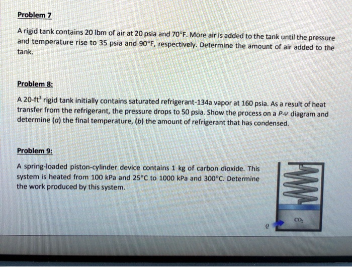 SOLVED Problem 7 A Rigid Tank Contains 20 Lbm Of Air At 20 Psia And SOLVED Problem 7 A Rigid Tank Contains 20 Lbm Of Air At 20 Psia And