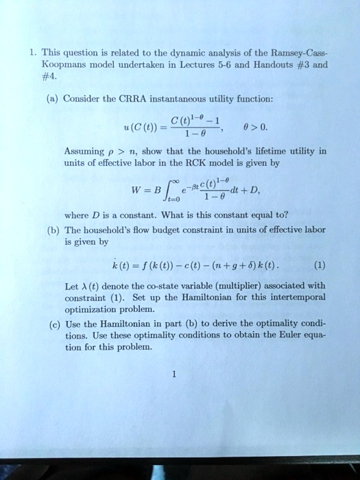 1. This question is related to the dynamic analysis of the Ramsey-Cass ...
