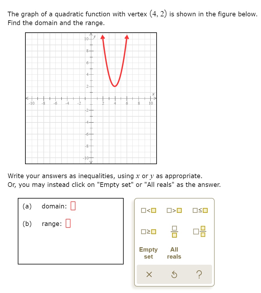 the graph of a quadratic function with vertex 4 2 is shown in the ...