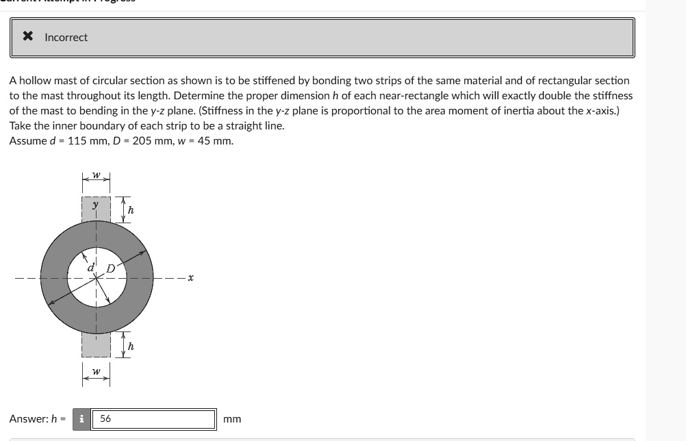 incorrect a hollow mast of circular section as shown is to be stiffened ...