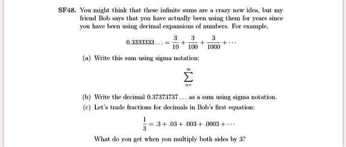 SOLVED: SF48 You might think that these infinite I e M iden but My ...