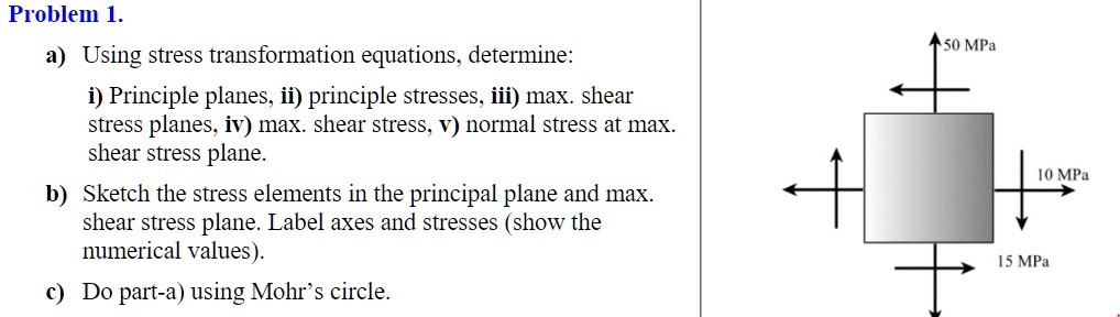 Problem 1. a) Using stress transformation equations, determine: i ...