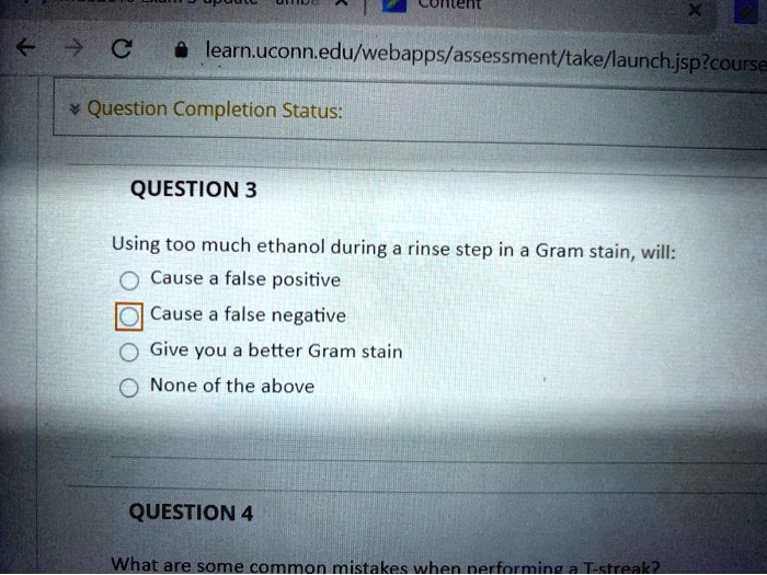 SOLVED: learn uconn edu/webapps/assessment/take/launchjsp?course Question Completion Status ...