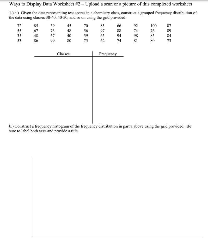 SOLVED: Ways to Display Data Worksheet #2 - Upload a scan or a picture ...
