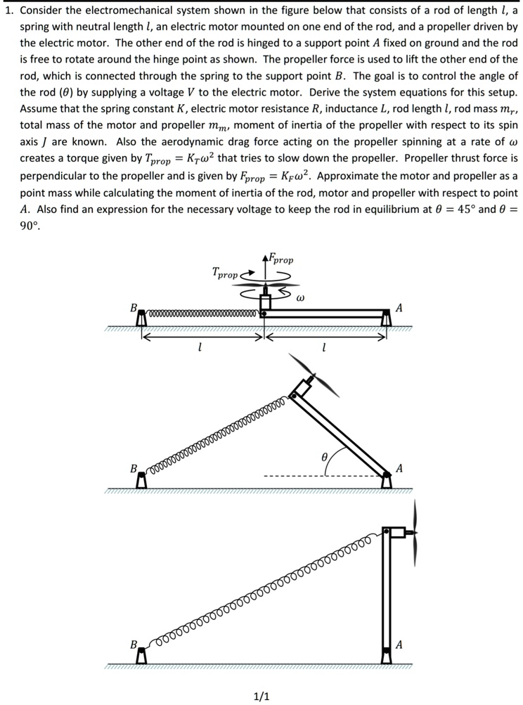 1 consider the electromechanical system shown in the figure below that ...