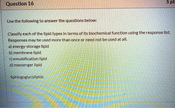 question 16 5 pt use the following to answer the questions below ...