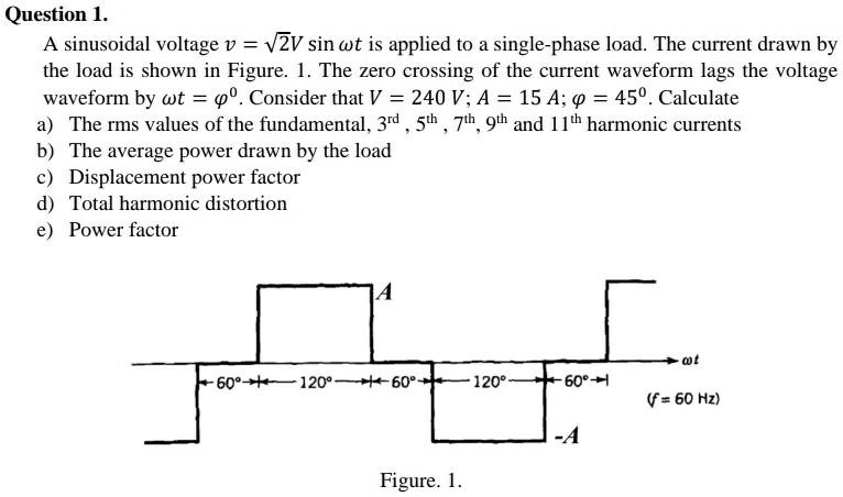 SOLVED: solution Question 1. A sinusoidal voltage v = VZV sin Wt is applied to a single-phase ...