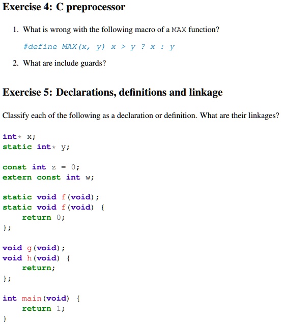 Solved Exercise 4 C Preprocessor 1 What Is Wrong With The Following Macro Of A Max Function 3118