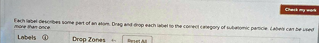 SOLVED: Each label describes some part of an atom. Drag and drop each label to the correct ...