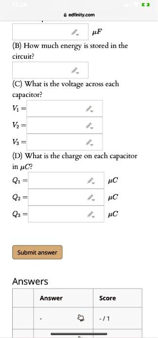 SOLVED: edinity com pF How much energy is stored in the circuit? (C ...