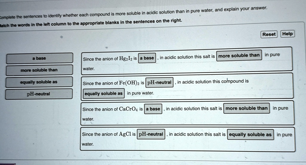 complete the sentences to identify whether each compound is more ...