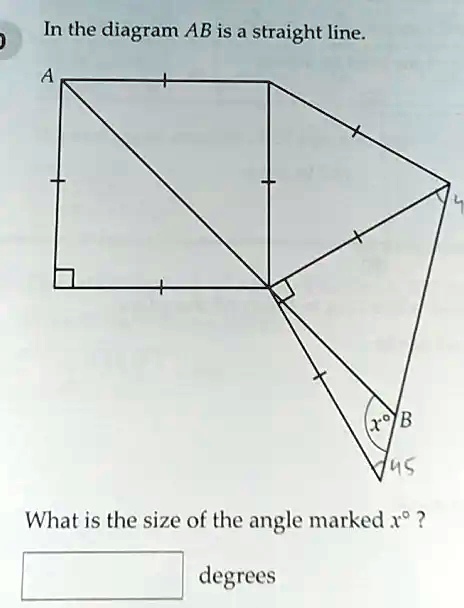 In the diagram AB is a straight line: What is the size of the angle ...