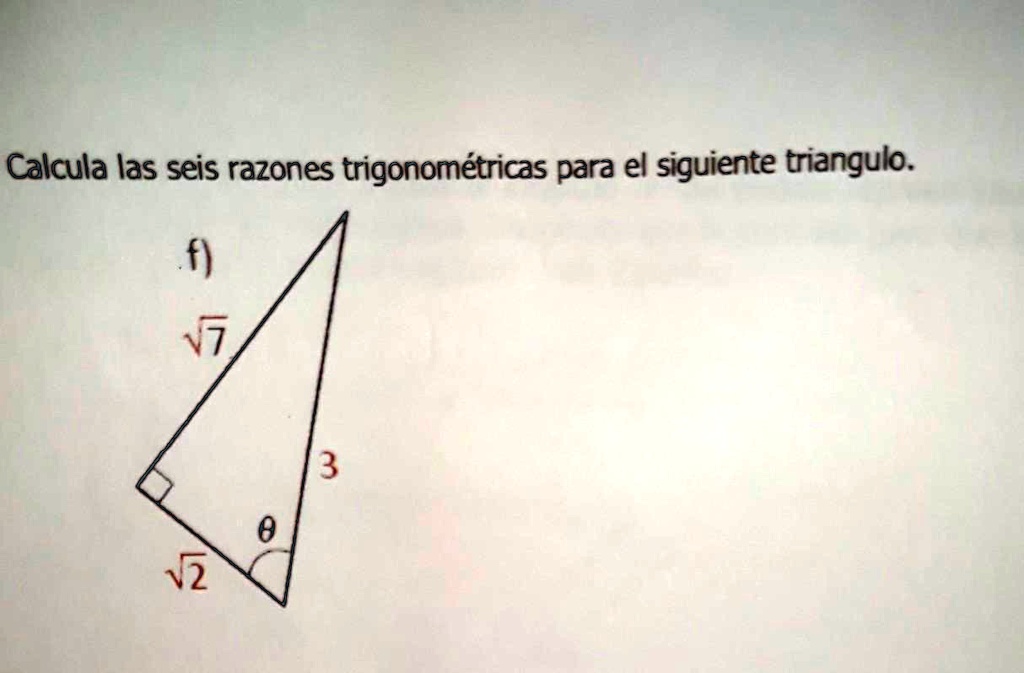 SOLVED: Calcula las seis razones trigonométricas para el siguiente ... SOLVED: Calcula las seis razones trigonométricas para el siguiente ...