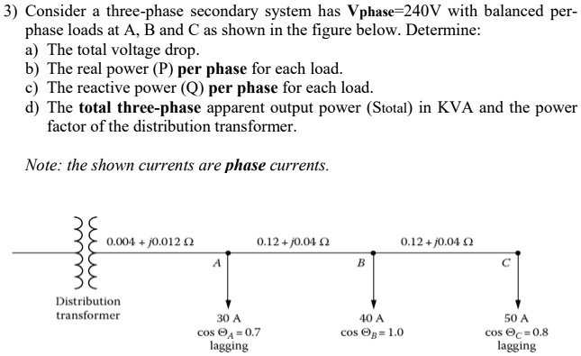 SOLVED: Consider a three-phase secondary system that has Vphase=240V ...