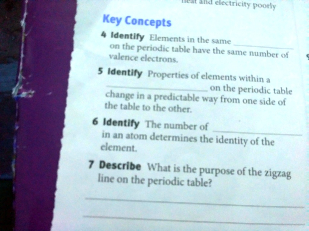 and electricity poorly Key Concepts 4 Identify Elements in the same on ...