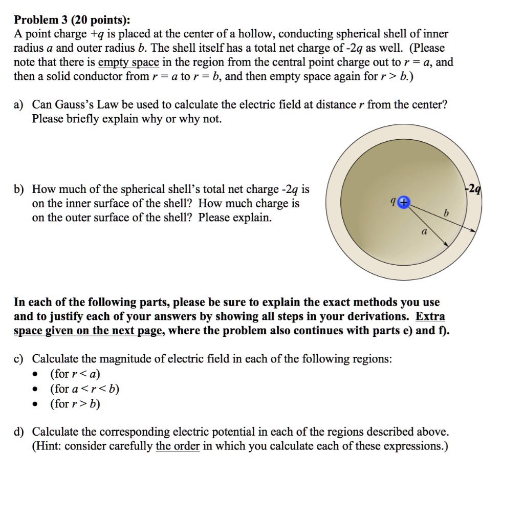 problem 3 20 points a point charge q is placed at the center of a hollow conducting spherical ...