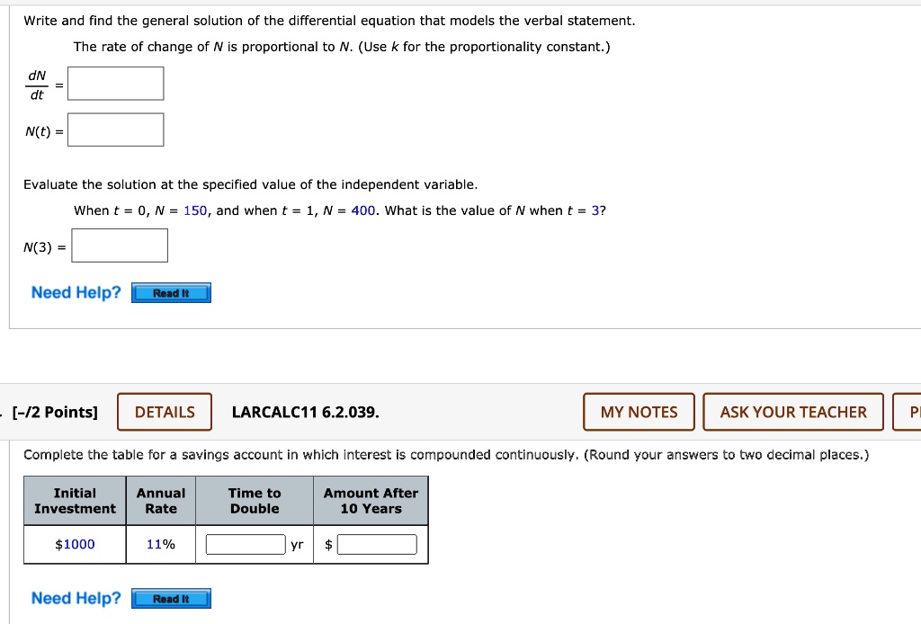 Solved Write And Find The General Solution Of The Differential Equation That Models The Verbal